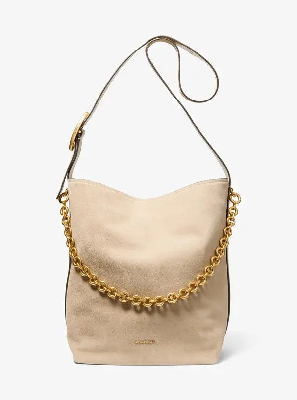 Michael Kors Nolita Large Suede Bucket Tote Bag - Natural