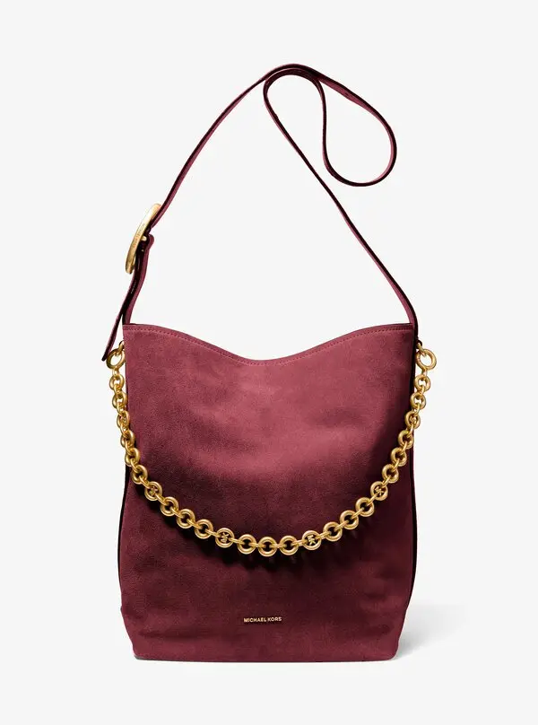Michael Kors Nolita Large Suede Bucket Tote Bag - Red