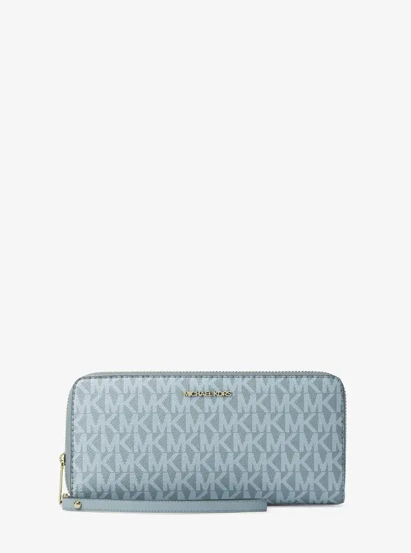 Michael Kors Large Logo Continental Wallet In By - Blue