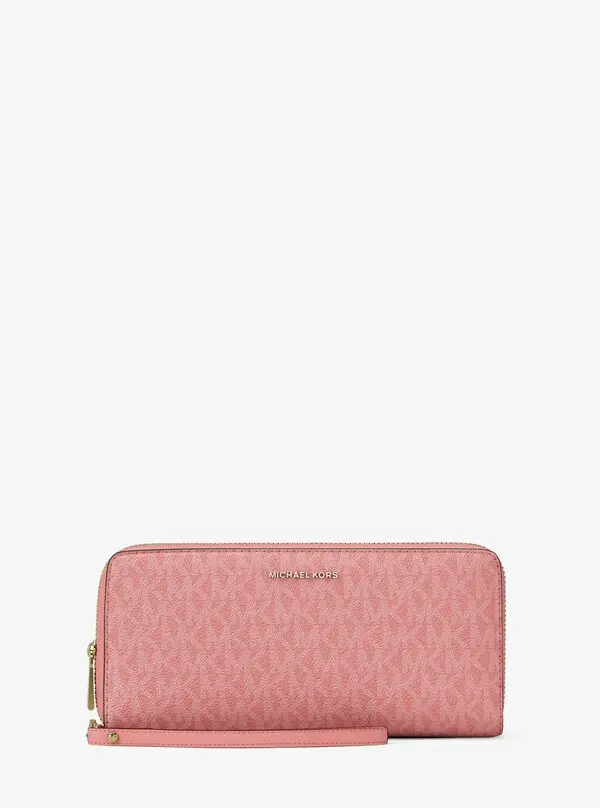 Michael Kors Large Logo Continental Wallet In By - Pink
