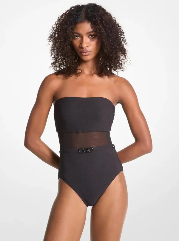 Michael Kors Belted Strapless Swimsuit - Black