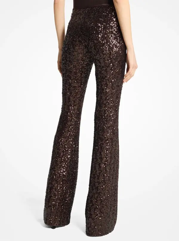 Michael Kors Sequined Stretch Flared Pants In Size By