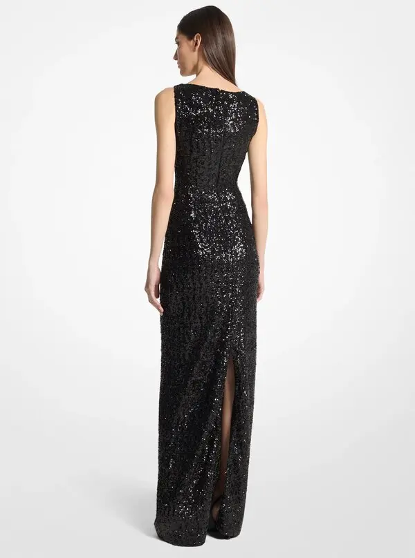 Michael Kors Sequined Stretch Tulle Gown In Size By