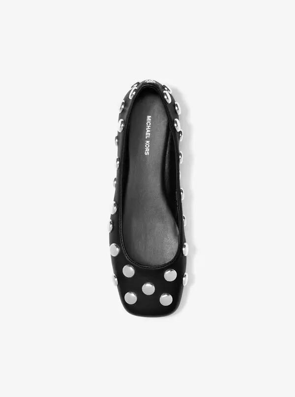 Michael Kors Matilda Studded Leather Ballet Flat In Size By - Black