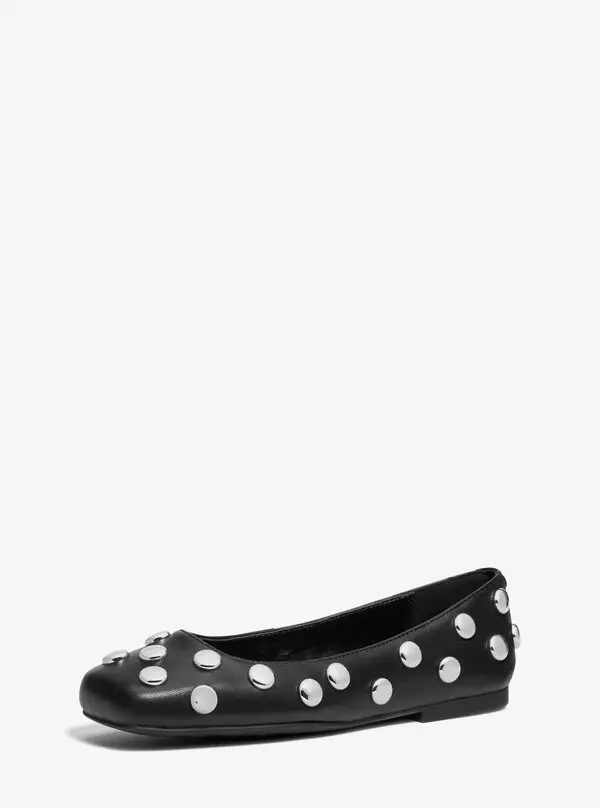 Michael Kors Matilda Studded Leather Ballet Flat In Size By - Black