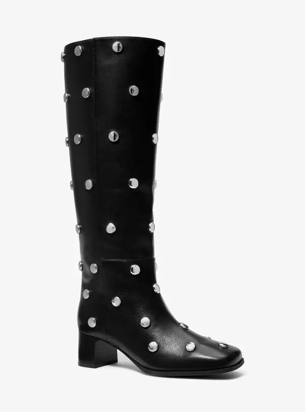 Michael Kors Matilda Knee-high Studded Leather Boots - Black