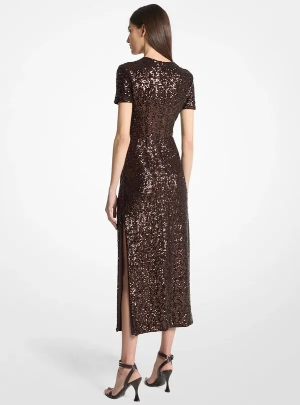 Michael Kors Sequined Stretch T-shirt Midi Dress