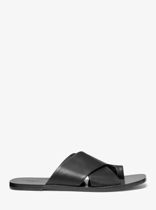 Michael Kors Mackenzie Leather Sandal In Size By - Black