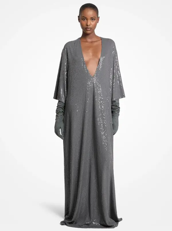 Michael Kors Hand-embroidered Sequin Stretch Jersey Caftan Gown
