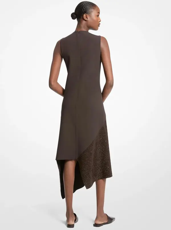 Michael Kors Hand-embroidered Sequin Double Faced Stretch Wool Dress In Size By