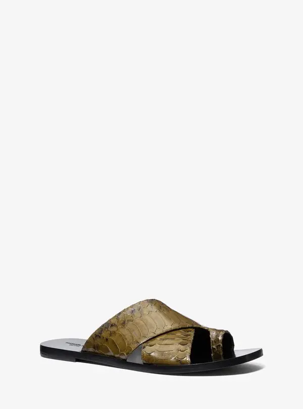 Michael Kors Mackenzie Snake Embossed Leather Sandal In Size By