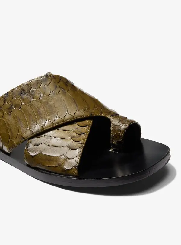 Michael Kors Mackenzie Snake Embossed Leather Sandal In Size By