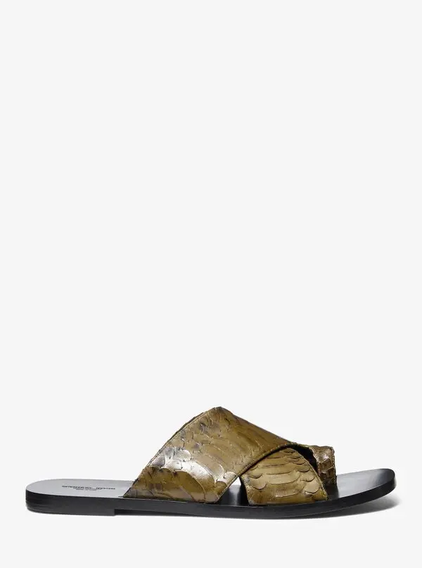 Michael Kors Mackenzie Snake Embossed Leather Sandal In Size By