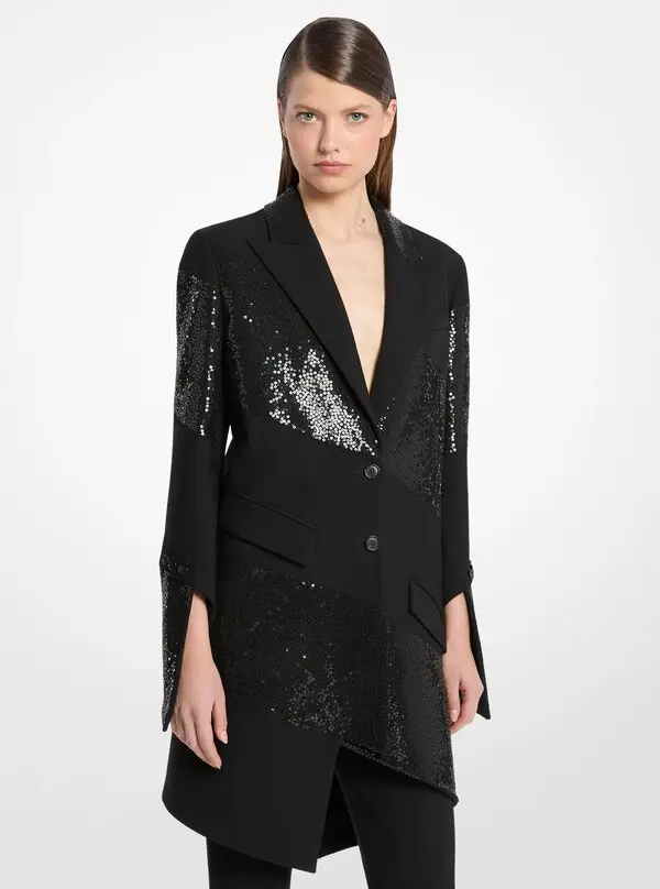 Michael Kors Hand-embroidered Sequin Wool Broadcloth Blazer