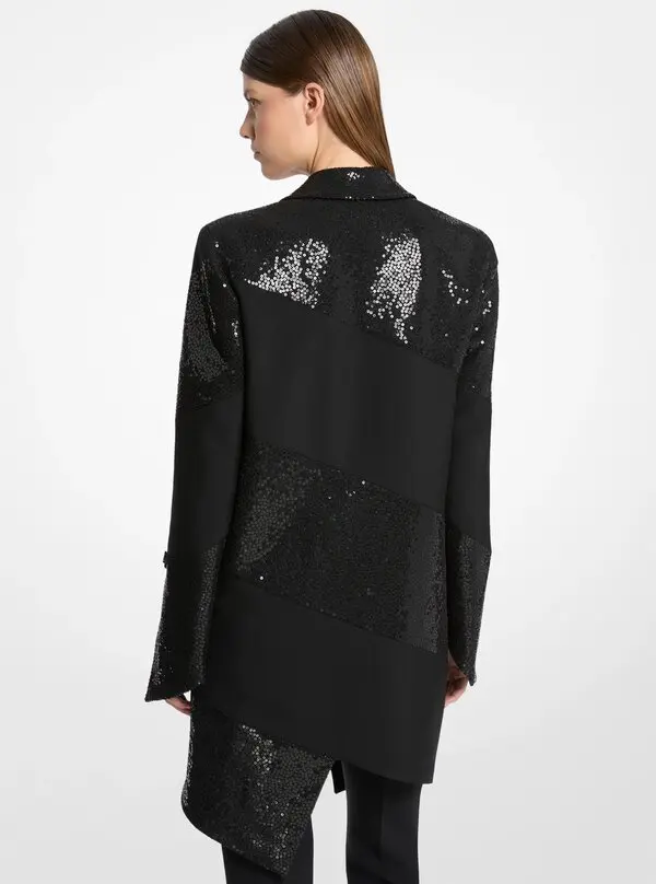 Michael Kors Hand-embroidered Sequin Wool Broadcloth Blazer