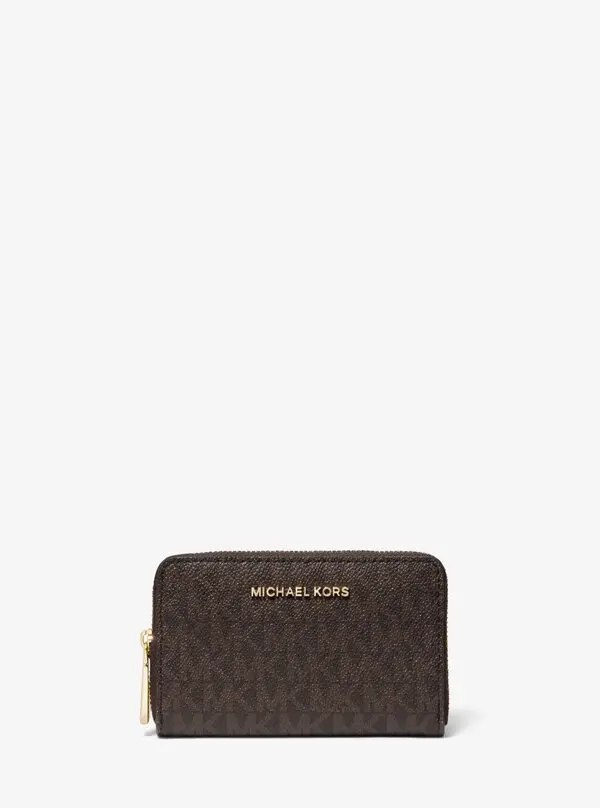 Michael Kors Small Logo And Leather Wallet In By - Brown