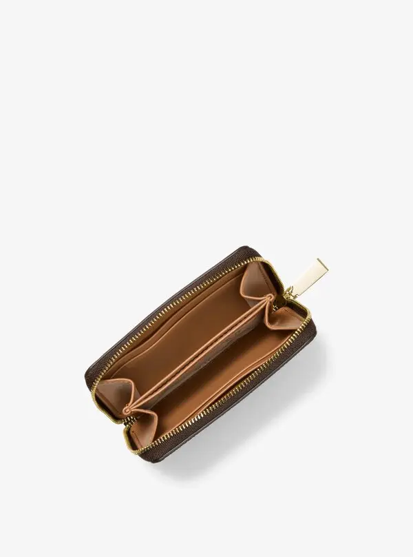 Michael Kors Small Logo And Leather Wallet In By - Brown
