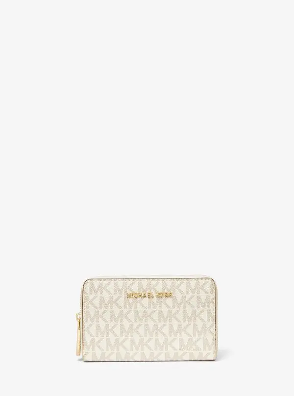 Michael Kors Small Logo And Leather Wallet In By - Natural