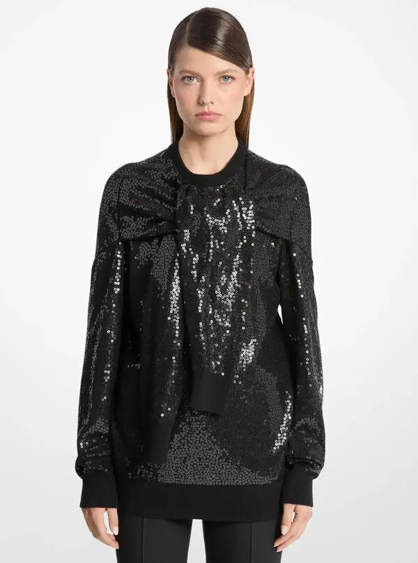 Michael Kors Hand-embroidered Sequin Cashmere Sweater