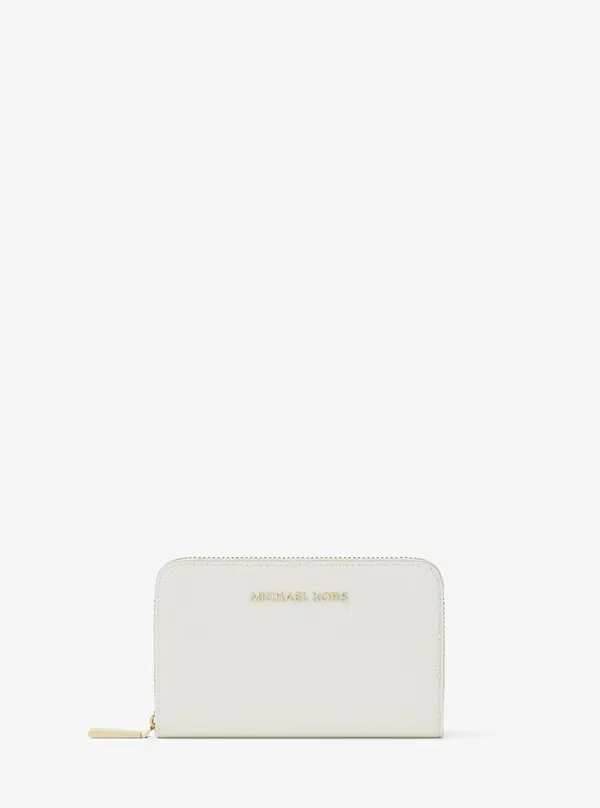 Michael Kors Small Pebbled Leather Wallet In By - Natural
