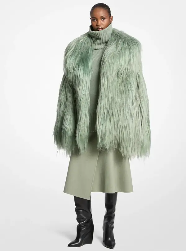 Michael Kors Long Haired Shearling Peacoat