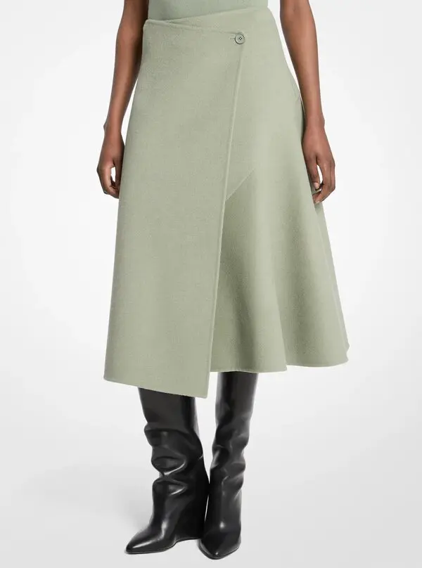 Michael Kors Double Faced Wool Wrap Skirt In Size By