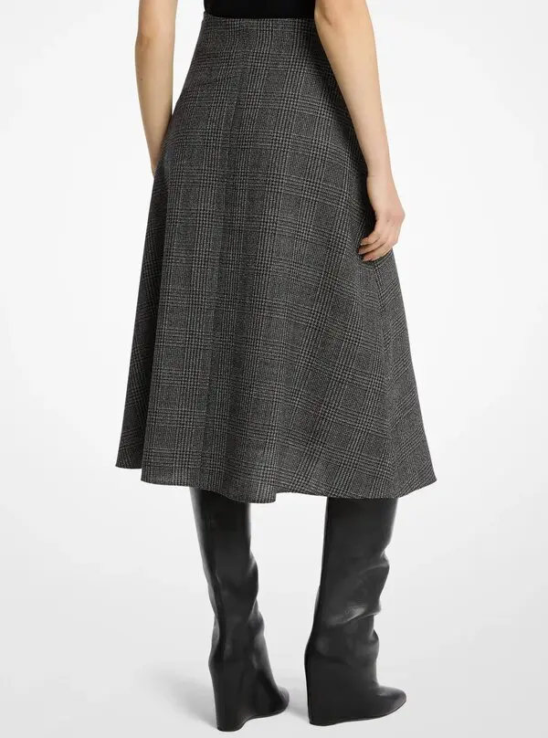 Michael Kors Draped Glen Plaid Wool Wrap Skirt In Size By