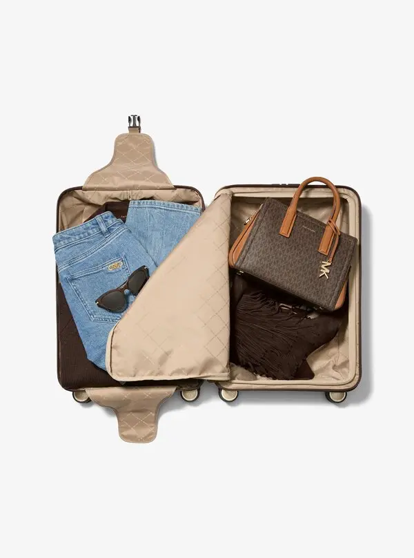 Michael Kors Logo Print Monogrammed Suitcase - Brown