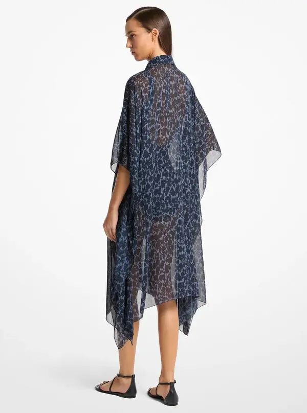 Michael Kors Floral Chiné Silk Voile Caftan