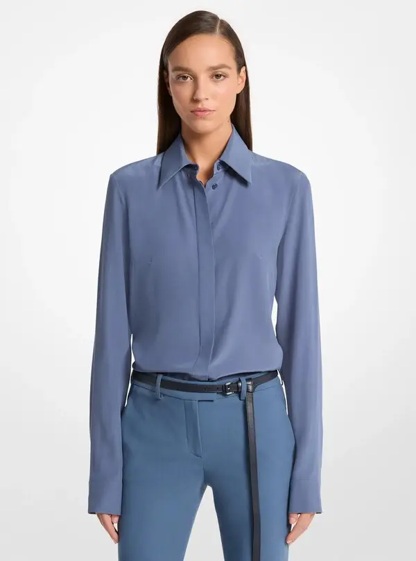 Michael Kors Hansen Silk Crepe De Chine Shirt In Size By