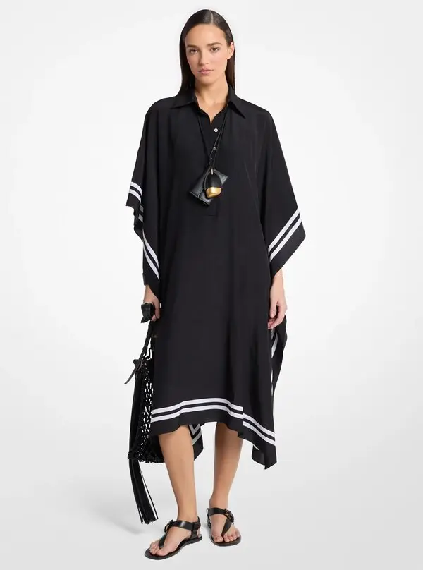 Michael Kors Silk Crepe De Chine Caftan In Size By - Black