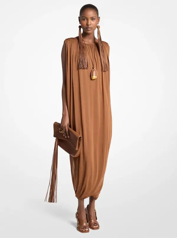 Michael Kors Draped Chiffon Jersey Dress