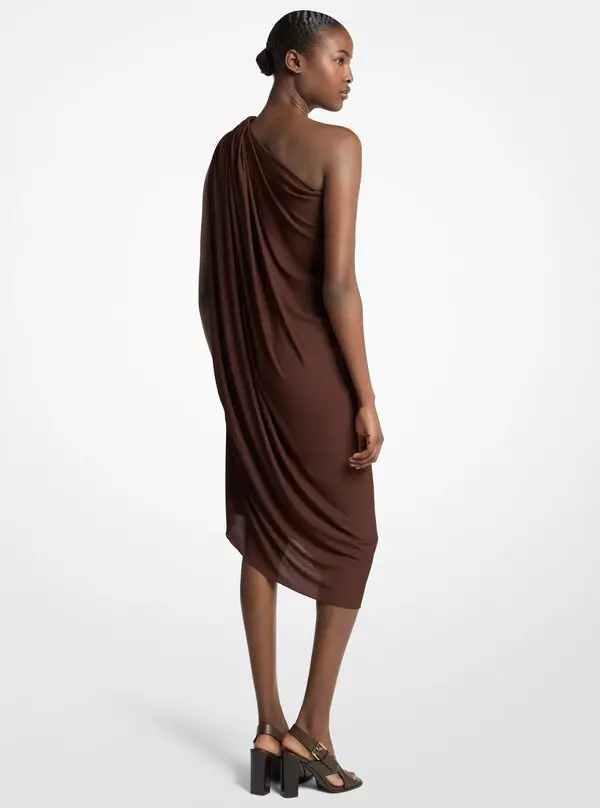Michael Kors Draped Georgette Jersey One-shoulder Dress In Size By