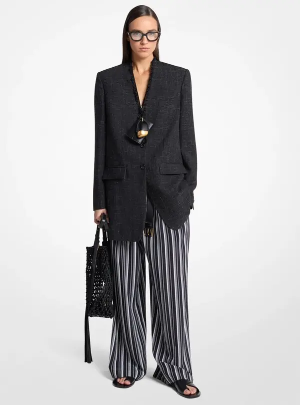 Michael Kors Frayed Collarless Blazer