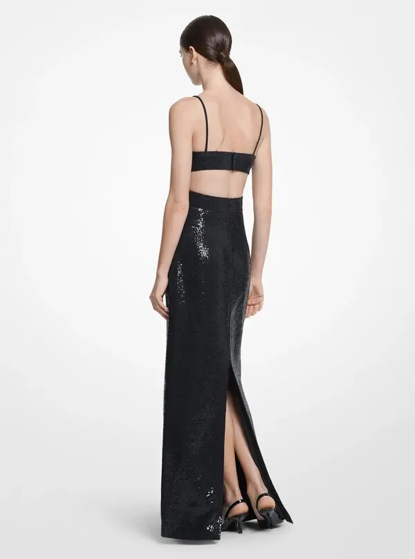 Michael Kors Hand-embroidered Sequin Double Crepe Sablé Cutout Gown In Size By