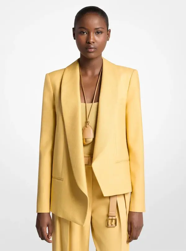 Michael Kors Silk Canvas Asymmetric Wrap Jacket
