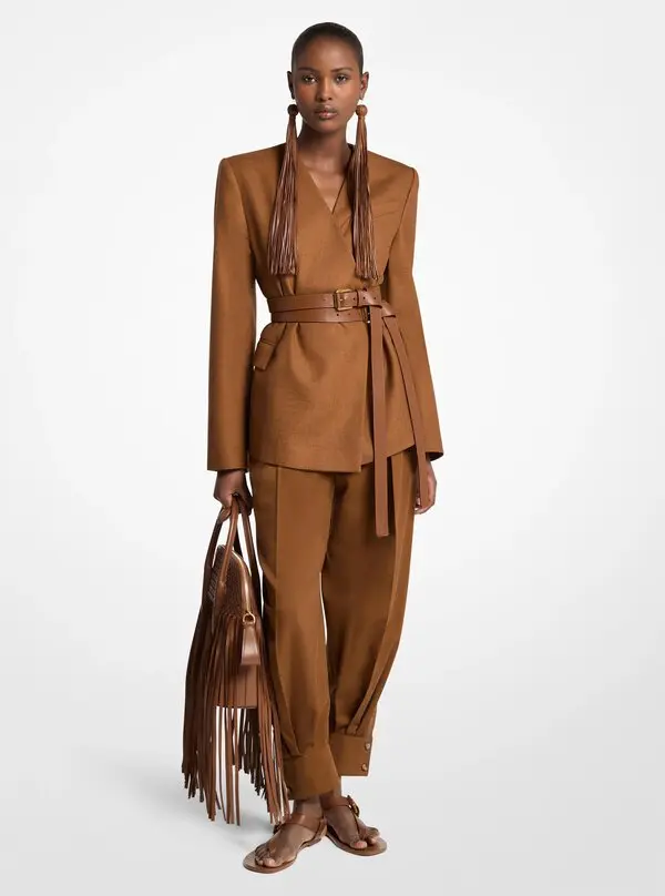 Michael Kors Silk Canvas Belted Wrap Jacket