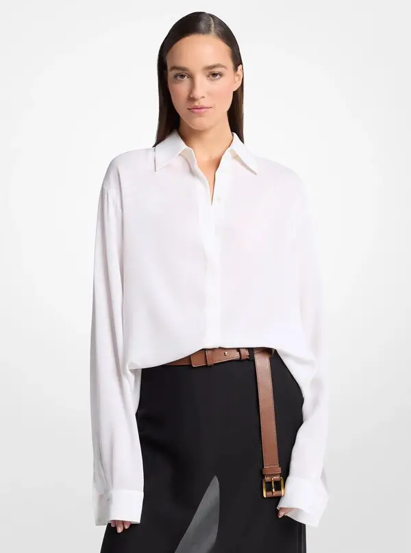 Michael Kors Silk Georgette Boyfriend Button-down Shirt
