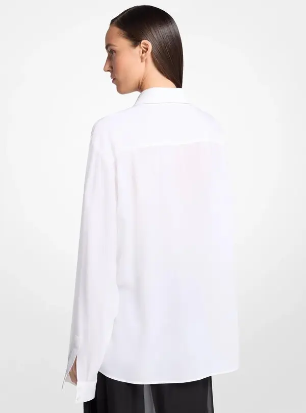 Michael Kors Silk Georgette Boyfriend Button-down Shirt