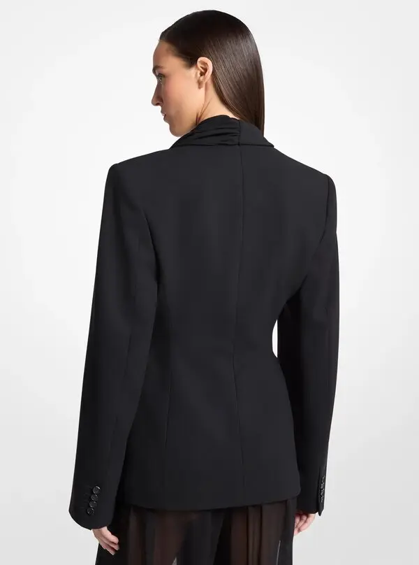 Michael Kors Wool Crepe Blazer With Scarf Detail
