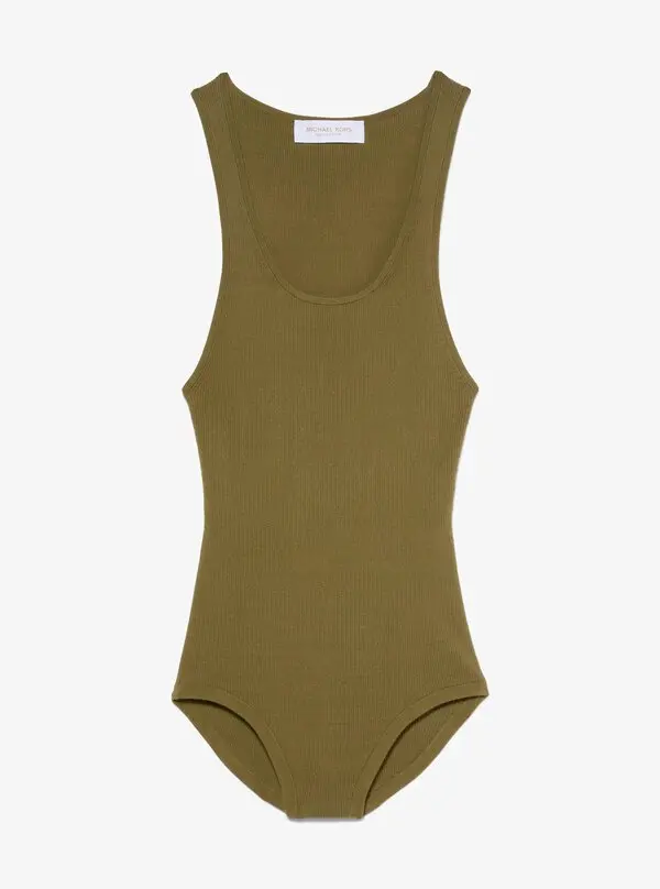 Michael Kors Ribbed Stretch Viscose Bodysuit In Size By