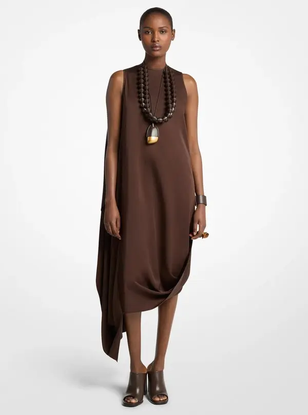 Michael Kors Draped Techno Satin Sail Dress In Size By