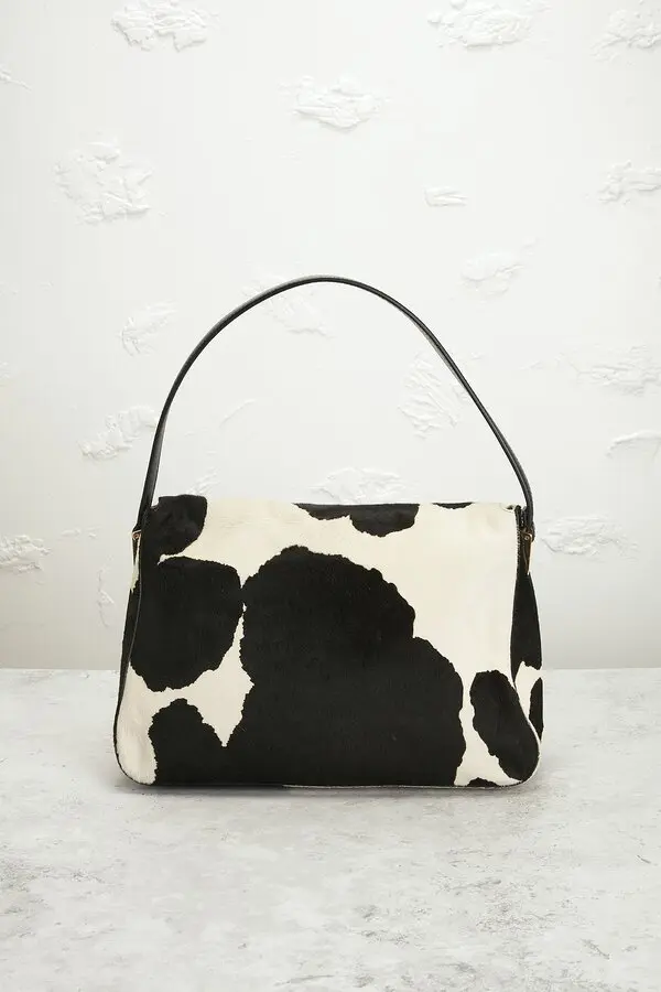 Fendi Pony Hair Mama Baguette Shoulder Bag In & White