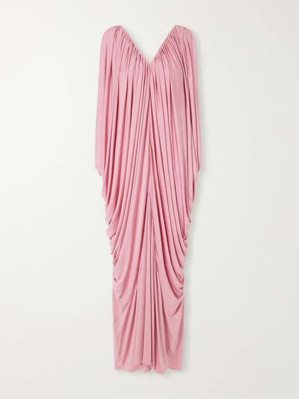 ABADIA Draped Stretch-jersey Maxi Dress