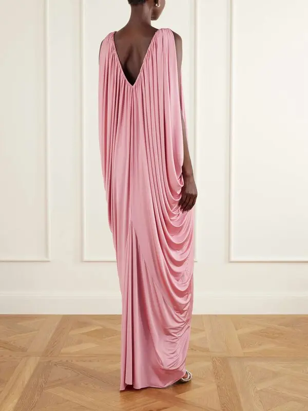 ABADIA Draped Stretch-jersey Maxi Dress