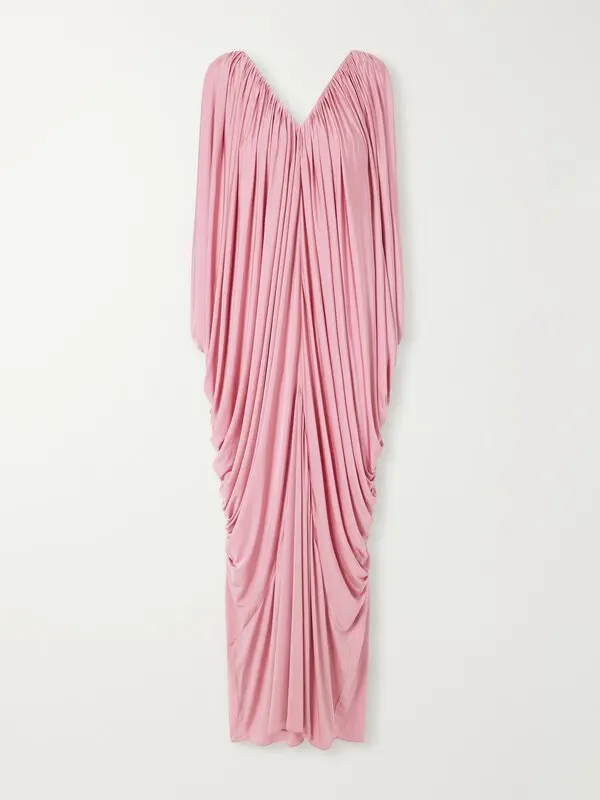 ABADIA Draped Stretch-jersey Maxi Dress - Pink