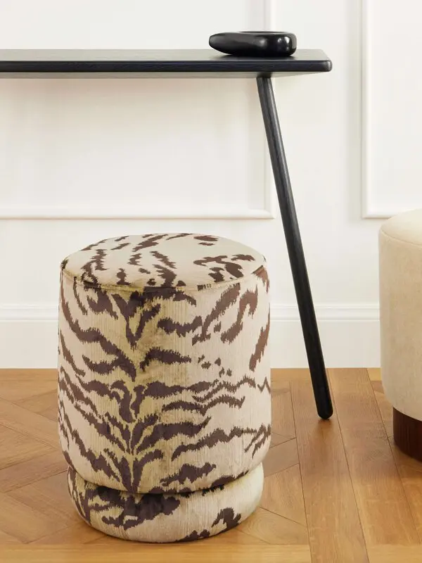 SIX THE RESIDENCE Tiger Velvet-jacquard Pouf