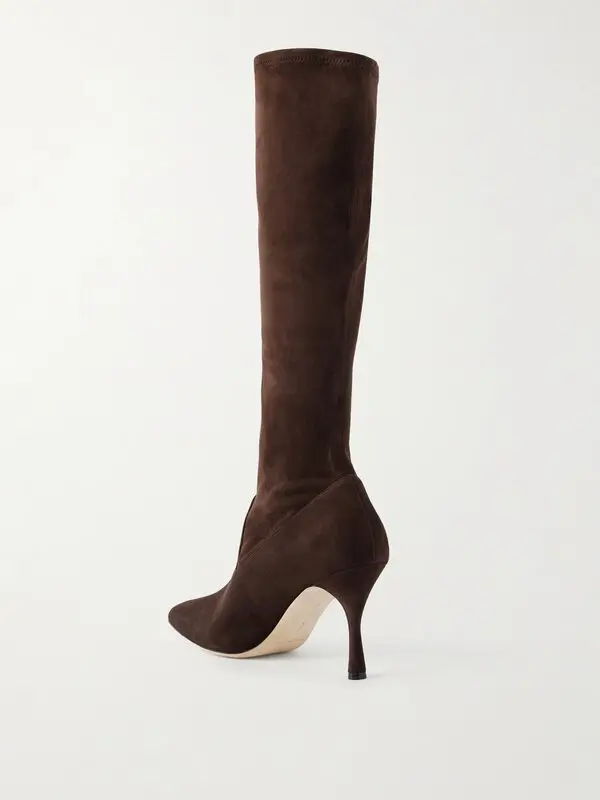 Manolo Blahnik Pamfilo Suede Knee-high Stiletto Boots