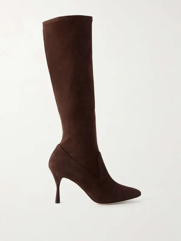 Manolo Blahnik Pamfilo Suede Knee-high Stiletto Boots