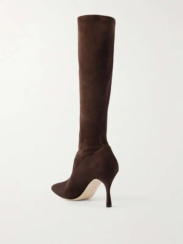 Manolo Blahnik Pamfilo Suede Knee-high Stiletto Boots